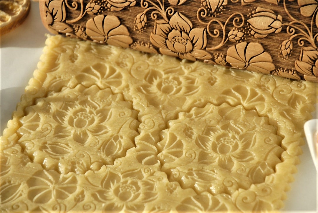 Lotus Stamp Cookie Cutter Lotus Embossed Rolling Pin Springerle Cookie ...