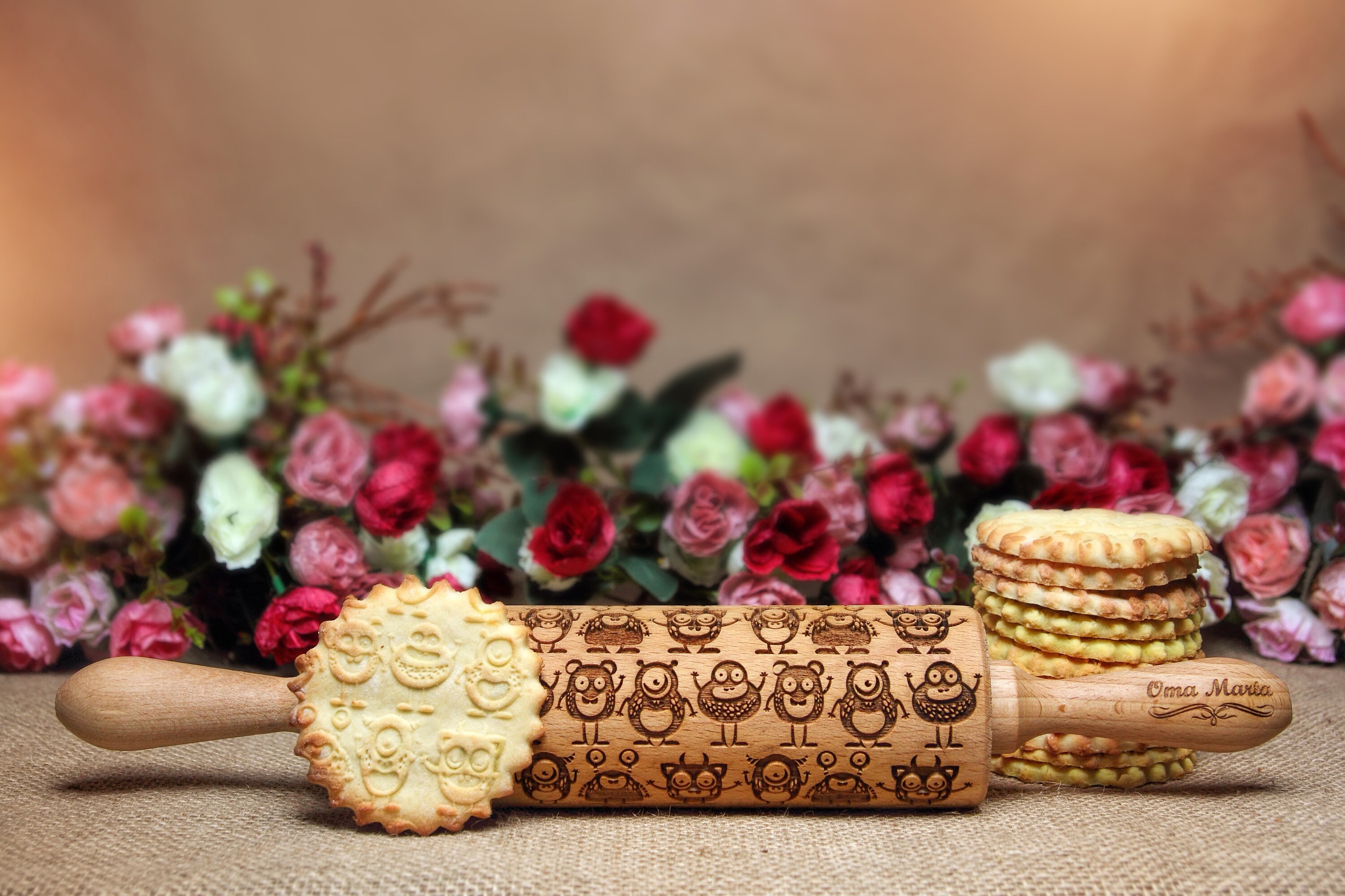 Rolling Pin MONSTERS Embossing Rolling Pin Homeschool Baking Baking ...