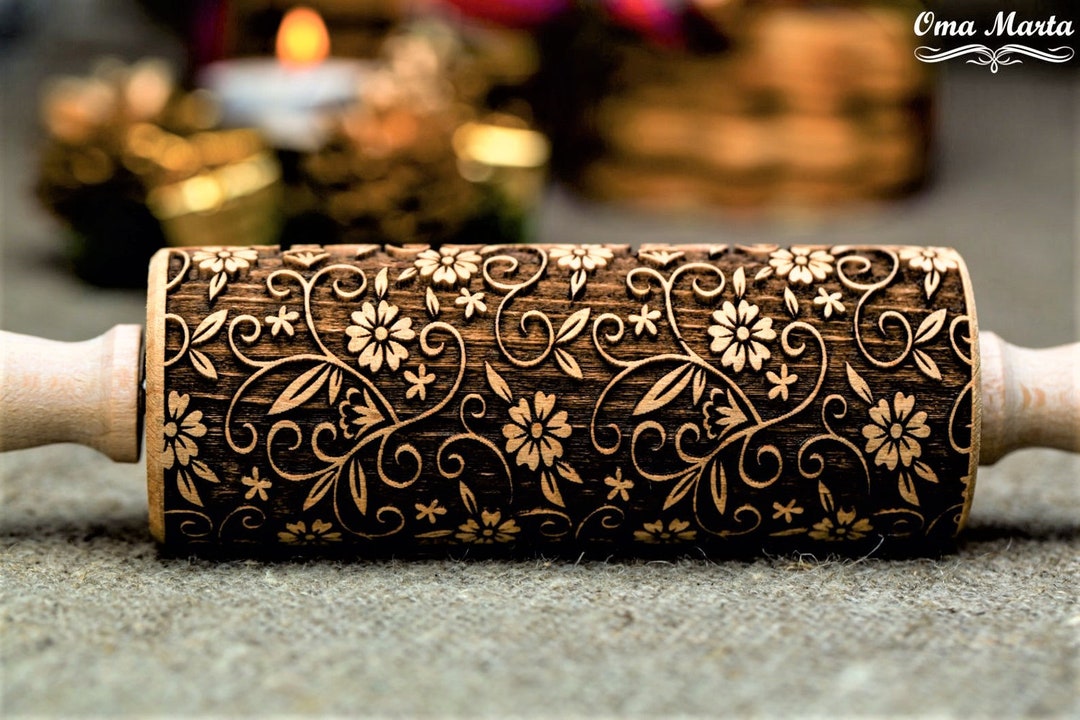 Springerle Rolling Pin Embossed Rolling Pin Cookie Teigrolle Mit Blumen ...