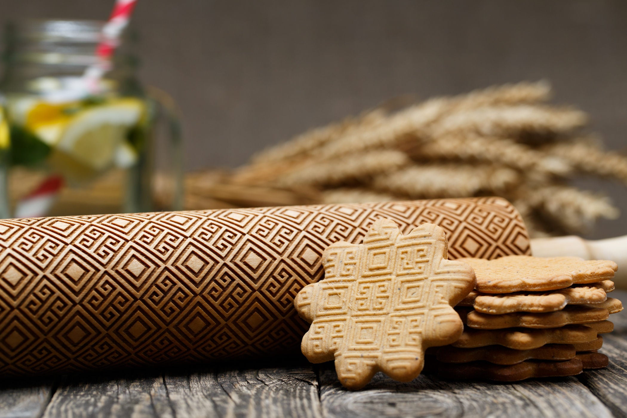 Gingerbread Rolling Pin Engraved Rolling Greek Patter - Etsy
