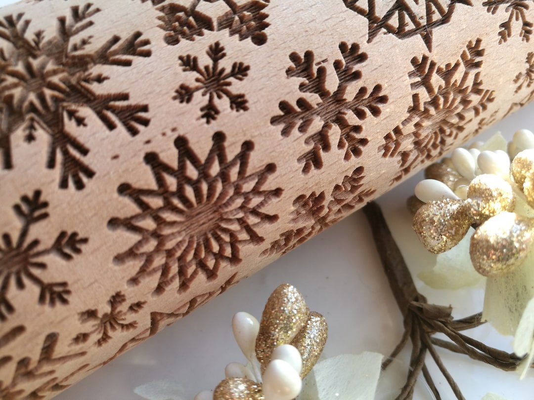 Snowflakes Engraved Rolling CHRISTMAS Embossing Rolling Pin Xmas ...