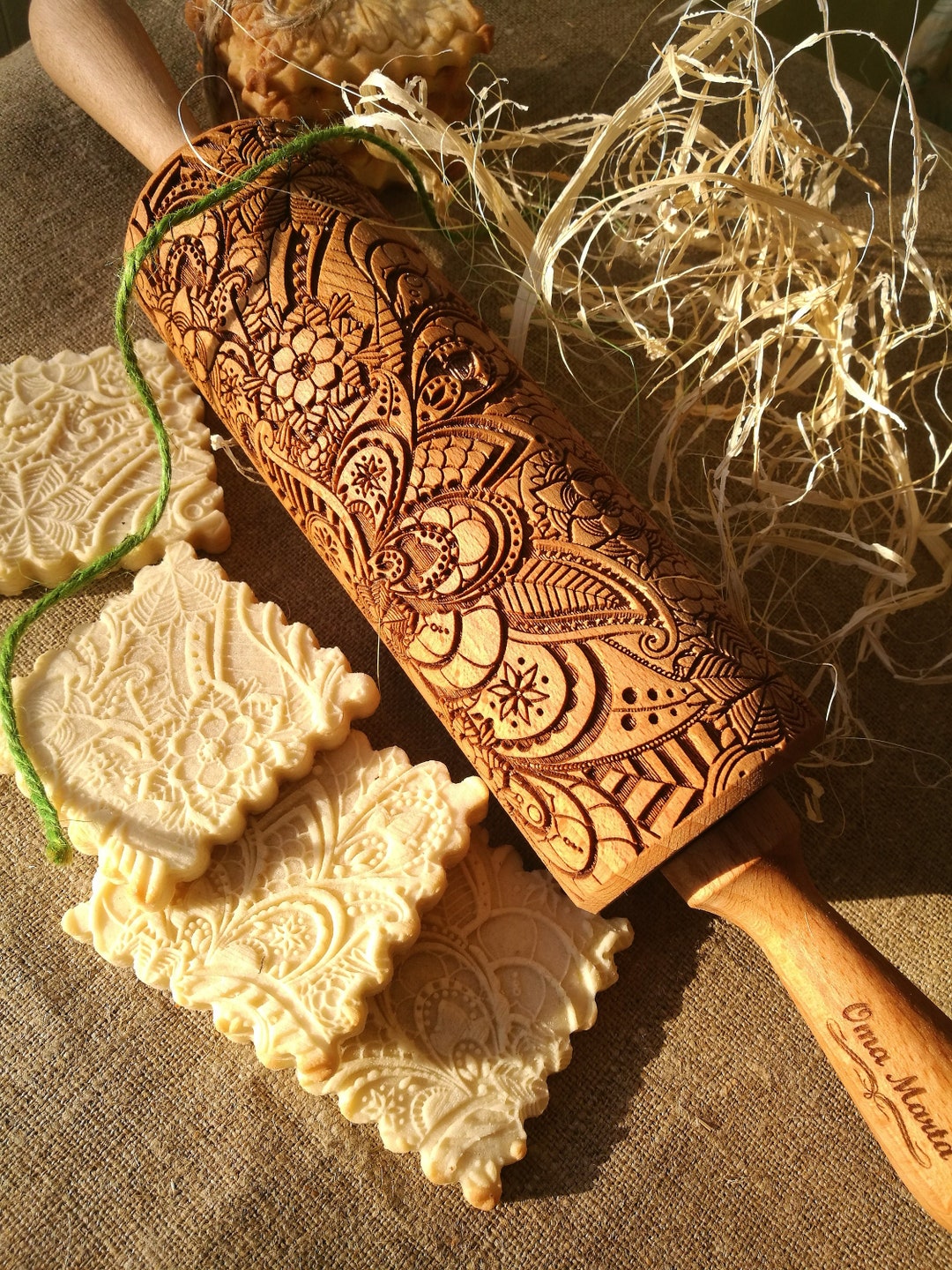 Paisley Lace Cookie Stamp Gift for Her Embossed Engraved Rolling Pin ...