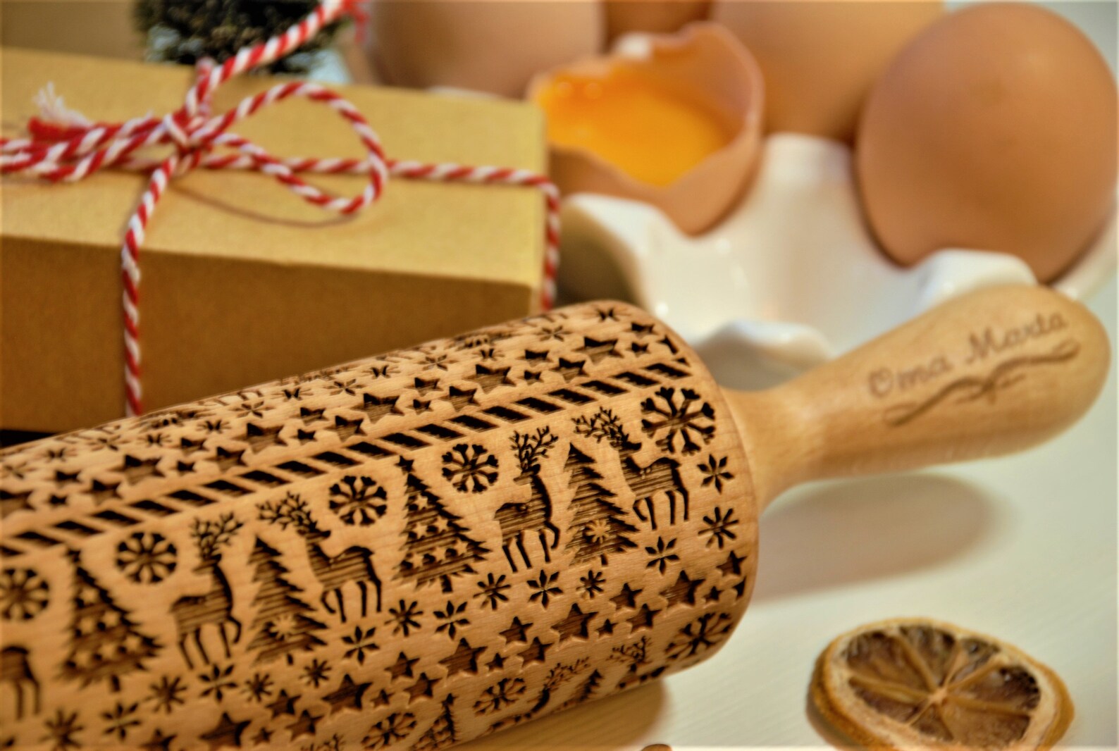 CHRISTMAS rolling pin Xmas Embossing rolling pin Gingerbread | Etsy