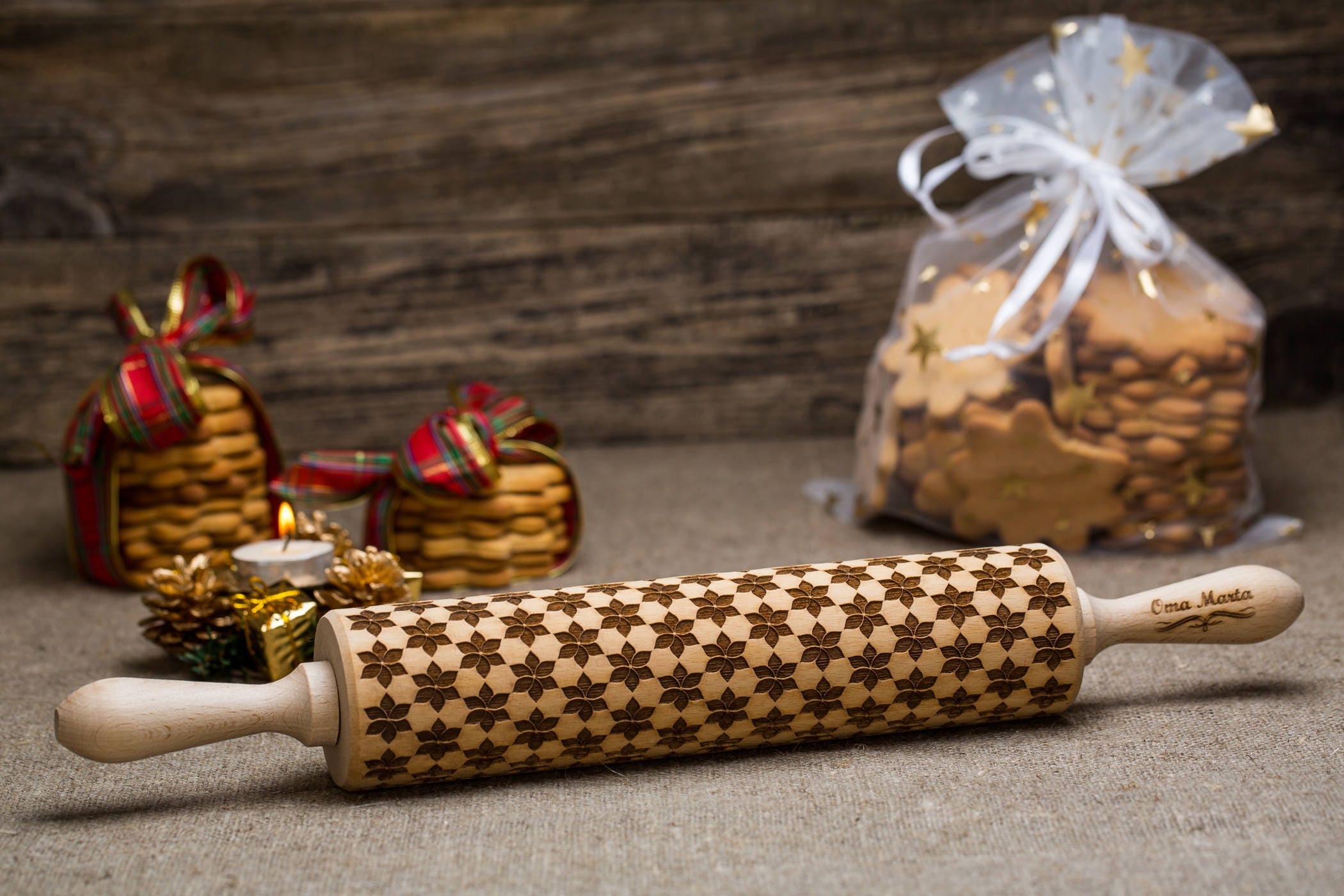 Engraved rolling pin Embossed rolling Embossed dough roller | Etsy