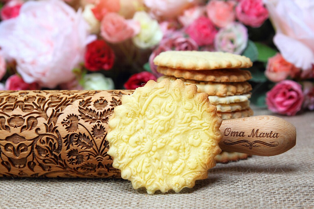 Embossed Rolling Pin Textured Rolling Pin Baking Cookies Rolling Pin ...