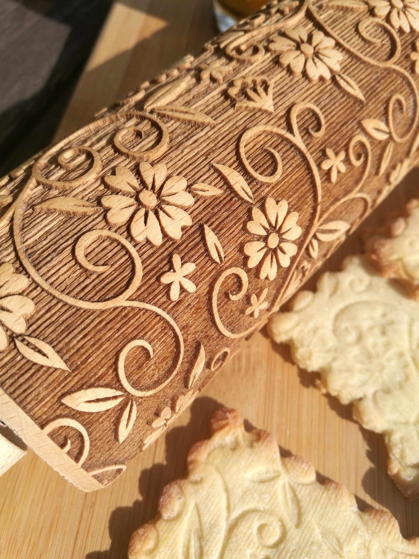 Embossed Rolling Pin Flowers Engraved Rolling Pins Embosser - Etsy