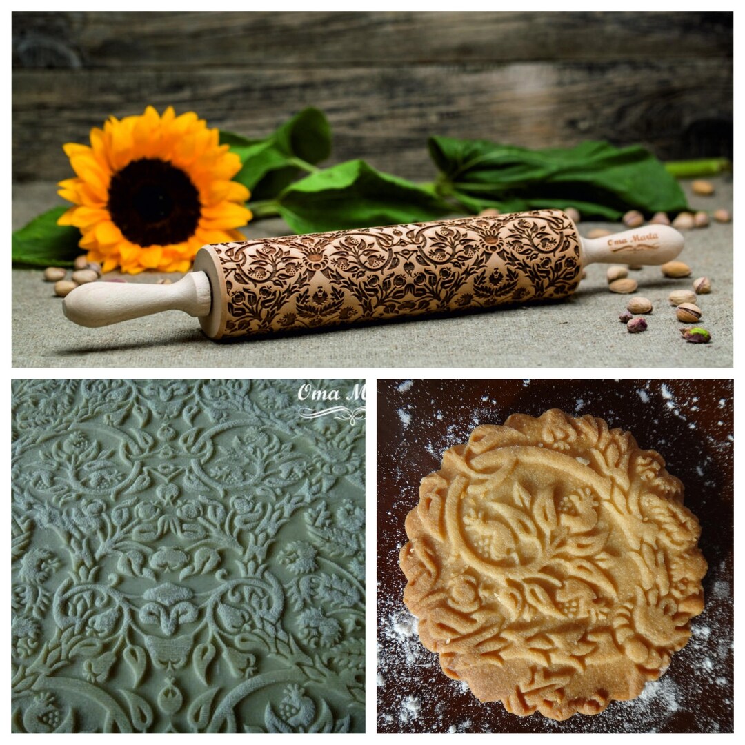 Textured Cookie Roller Embossed Rolling Pin Dough Roller Springerle ...
