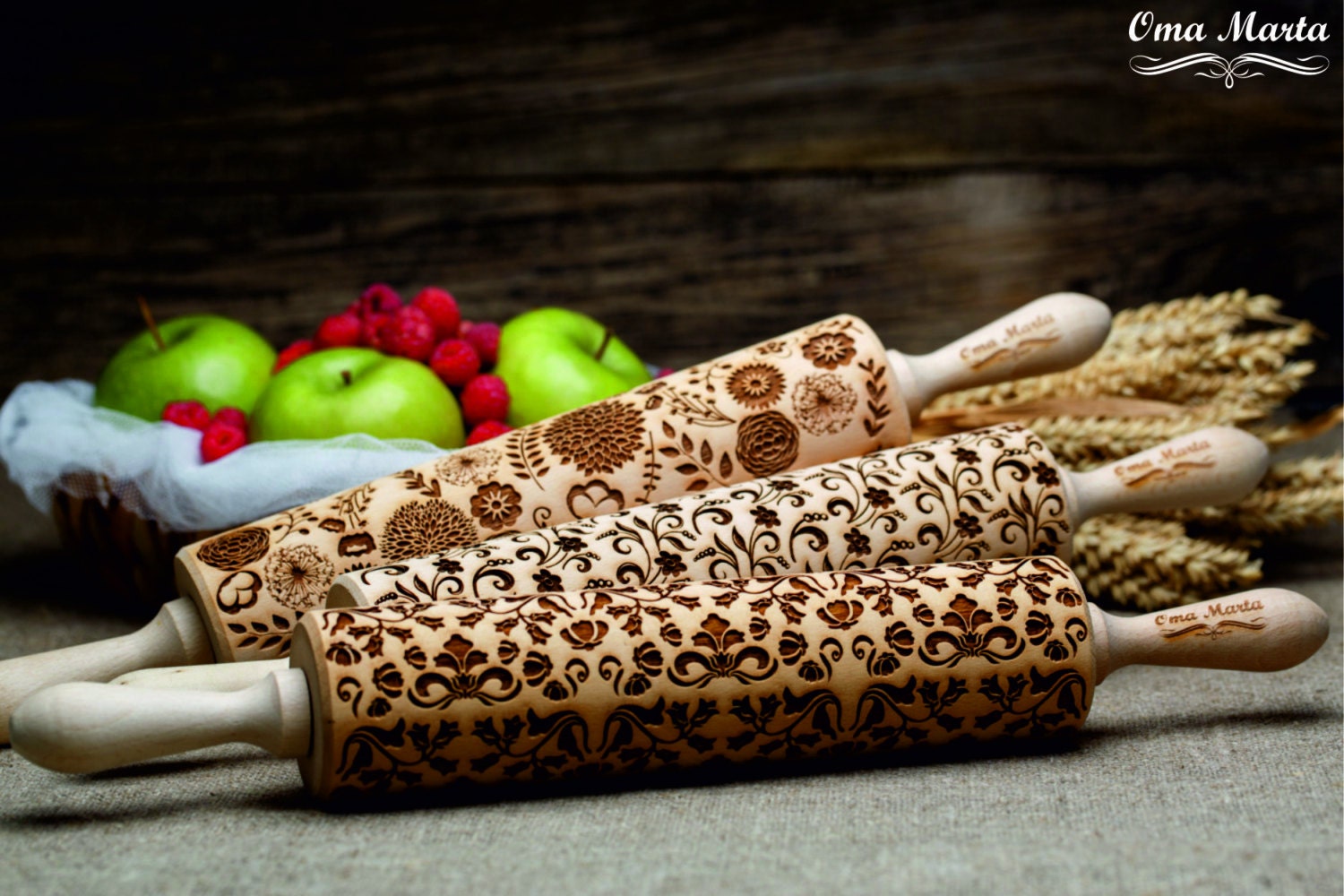 Embossed Rolling Pin Set of ANY 3 Pcs Big Rolling Pins Springerle ...
