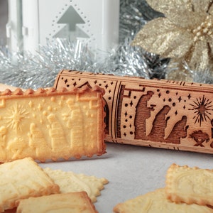 Happy Christmas Nativity Embossing Rolling Pin CHRISTMAS Cookies ...