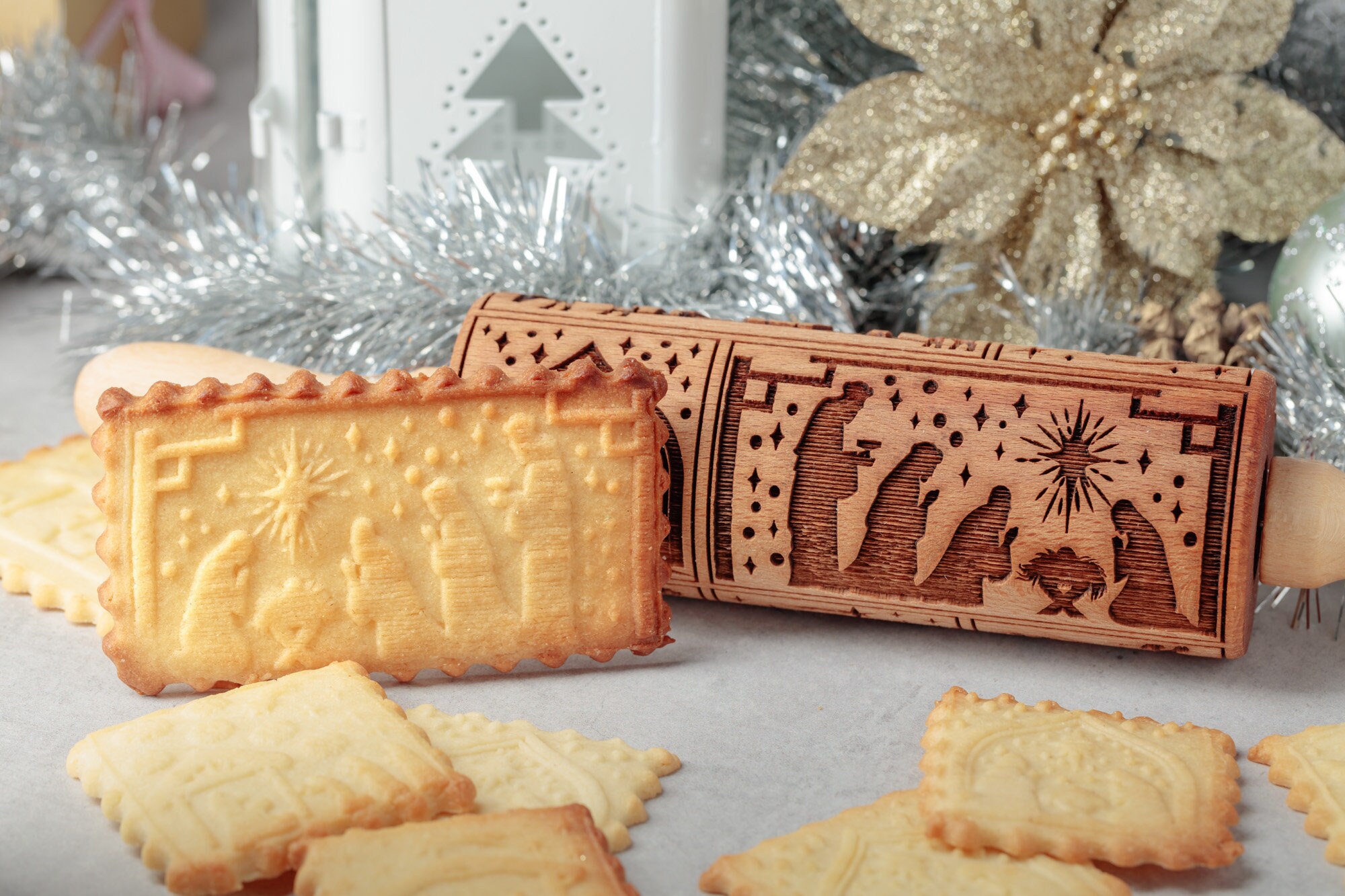 Happy Christmas Nativity Embossing Rolling Pin CHRISTMAS Cookies ...
