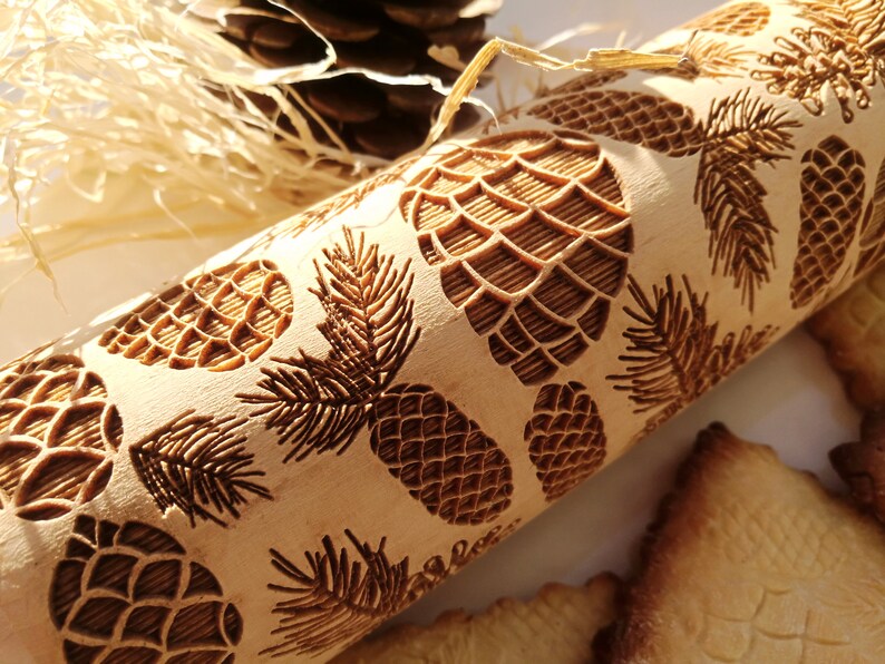 Cedar Cones Embossed Rolling Pin Pine Cone Engraved Rolling | Etsy