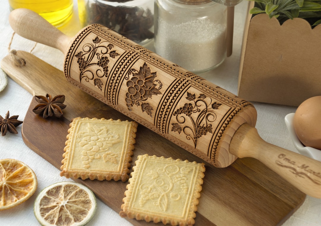 Grape Textured Rolling Pin Grapes Embossed Rolling Pin German ...