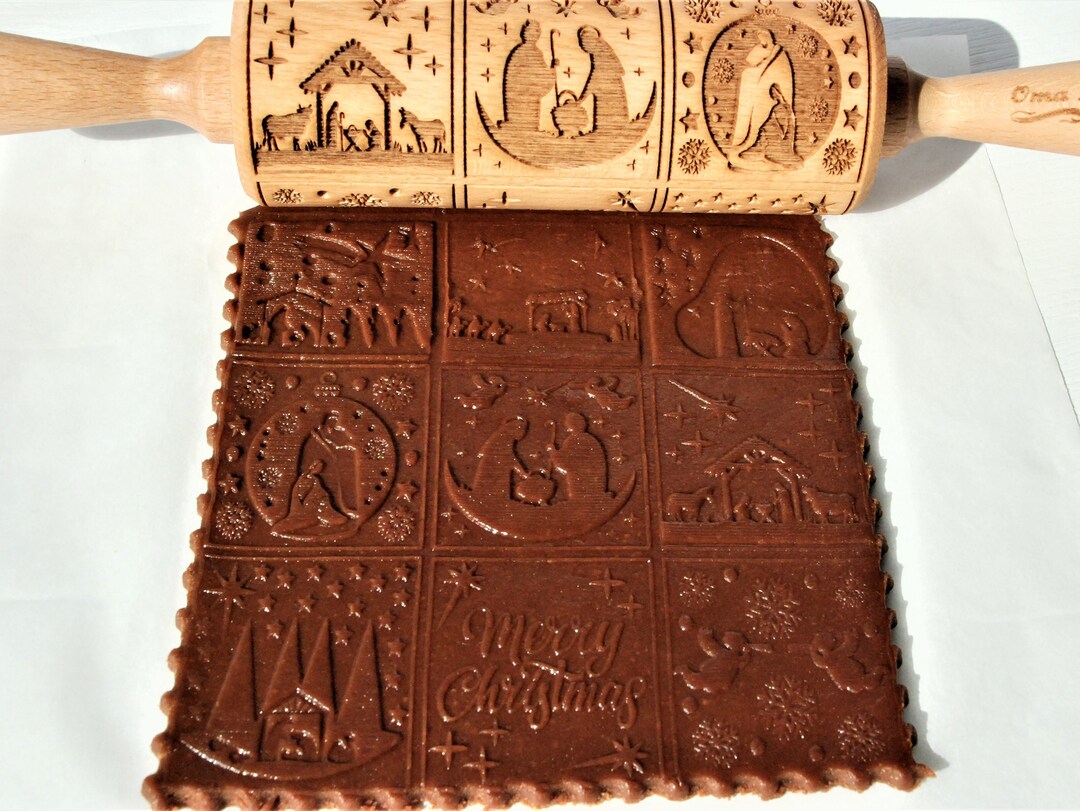 Chocolate Cookie Cutter, Nativity Engraved Rolling Pin, Christmas ...