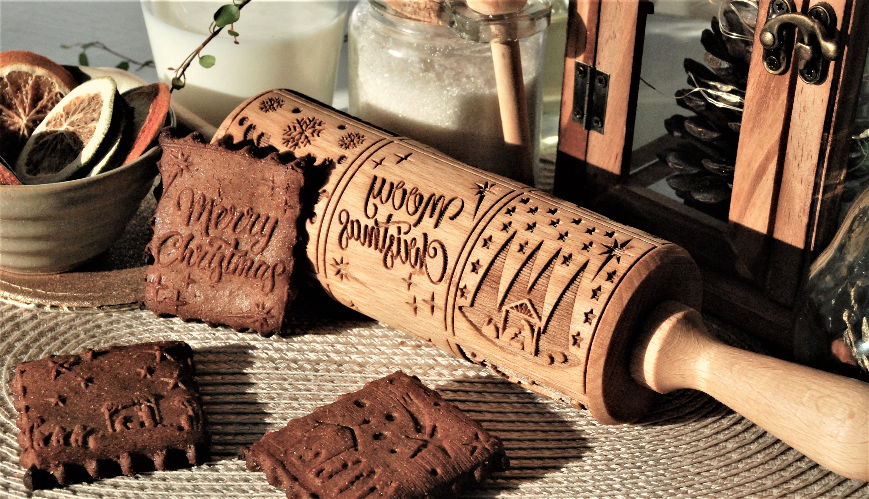 Chocolate Cookie Cutter, Nativity Engraved Rolling Pin, Christmas ...
