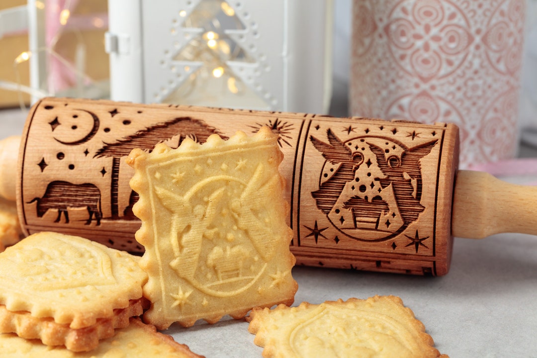 Happy Christmas Nativity Embossing Rolling Pin CHRISTMAS Cookies ...