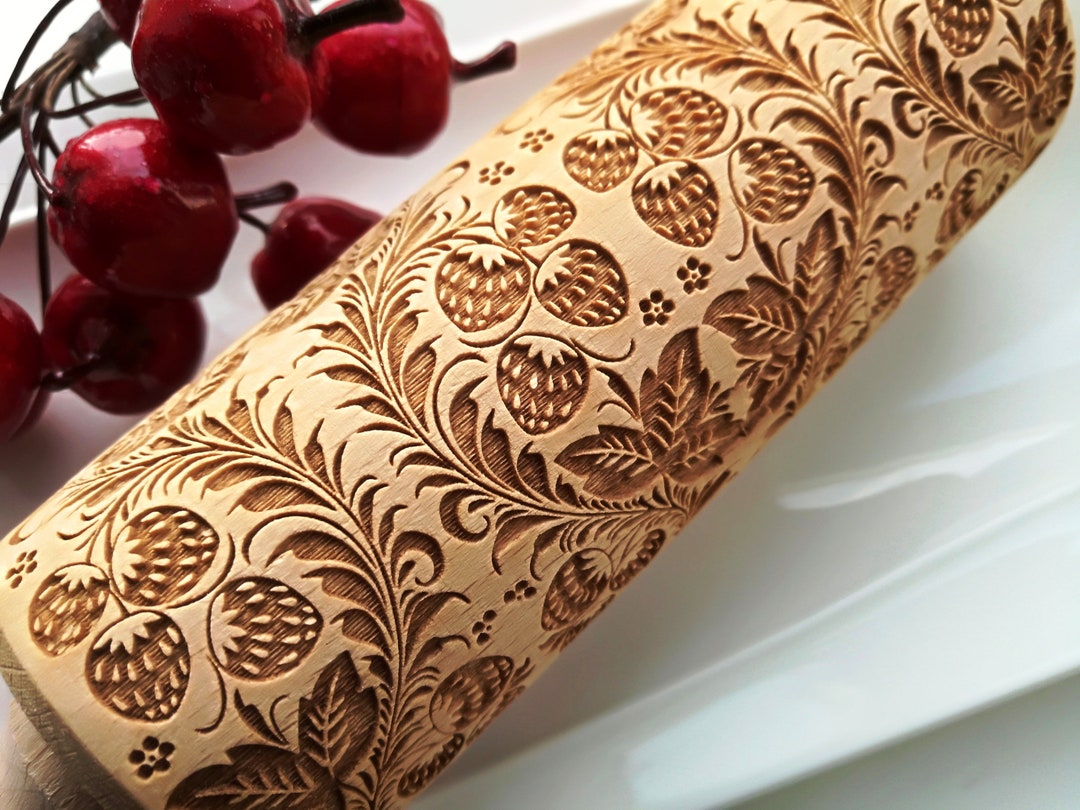 Strawberry Embossing Rolling Pin Embossed Rolling Pin Deep Carved Mold ...