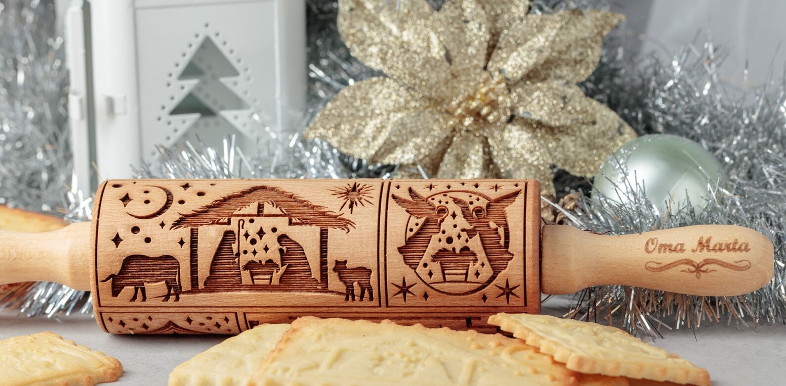 Happy Christmas Nativity Embossing Rolling Pin CHRISTMAS Cookies ...