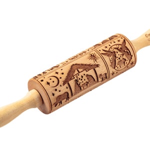 Nativity Embossing Rolling Pin CHRISTMAS Cookies Embossed Rolling Pin ...