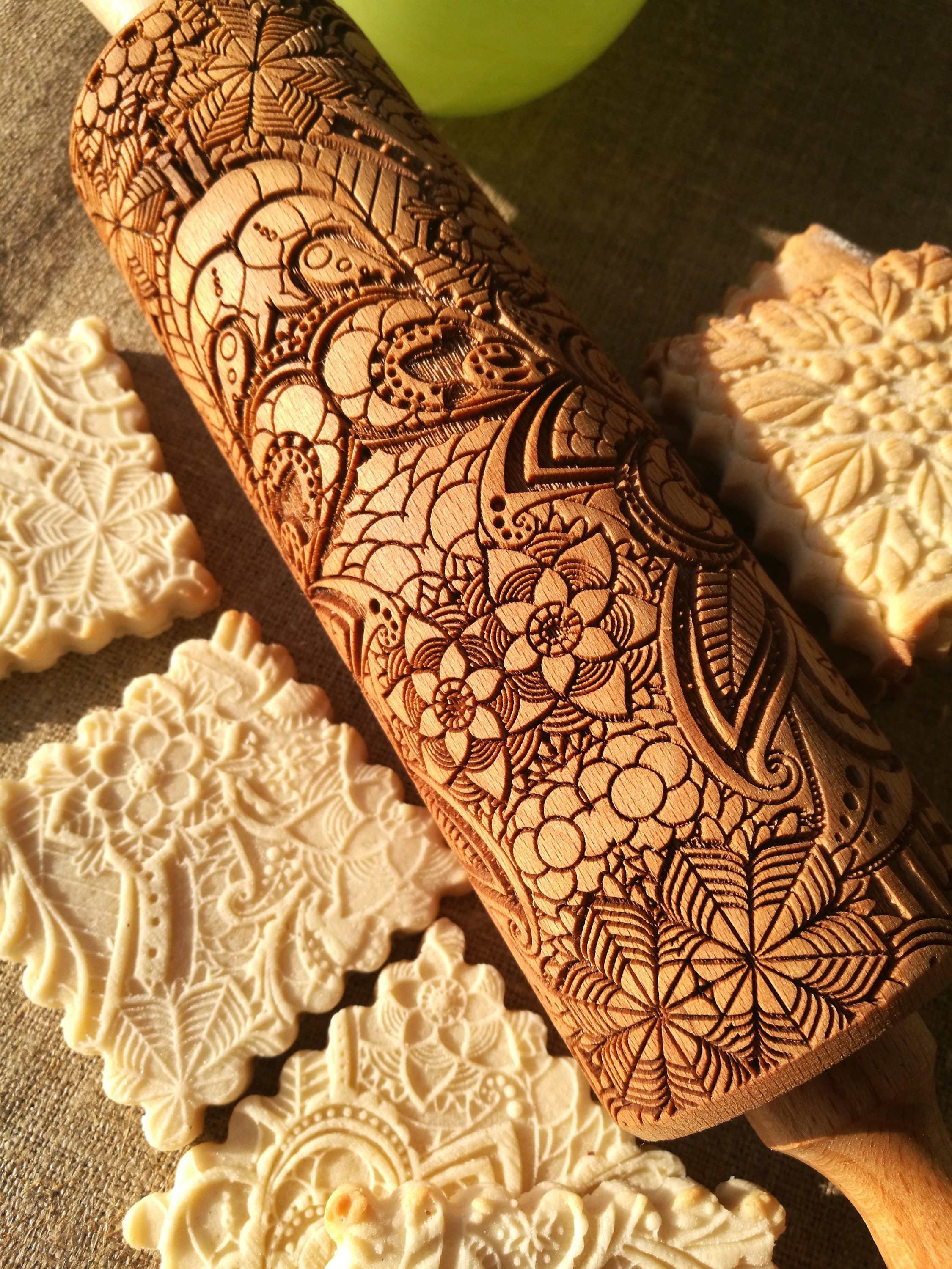 Paisley Lace Cookie Stamp Gift for Her Embossed Engraved Rolling Pin ...
