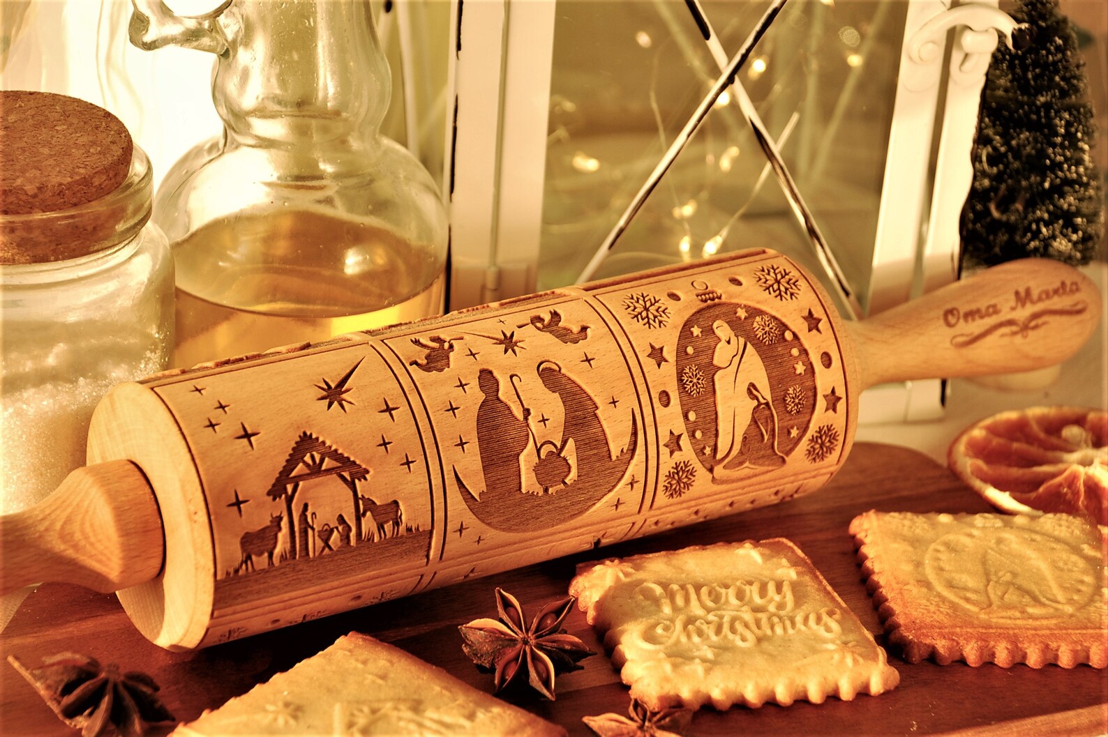 Nativity Engraved Rolling Pin CHRISTMAS Cookies Embossing - Etsy