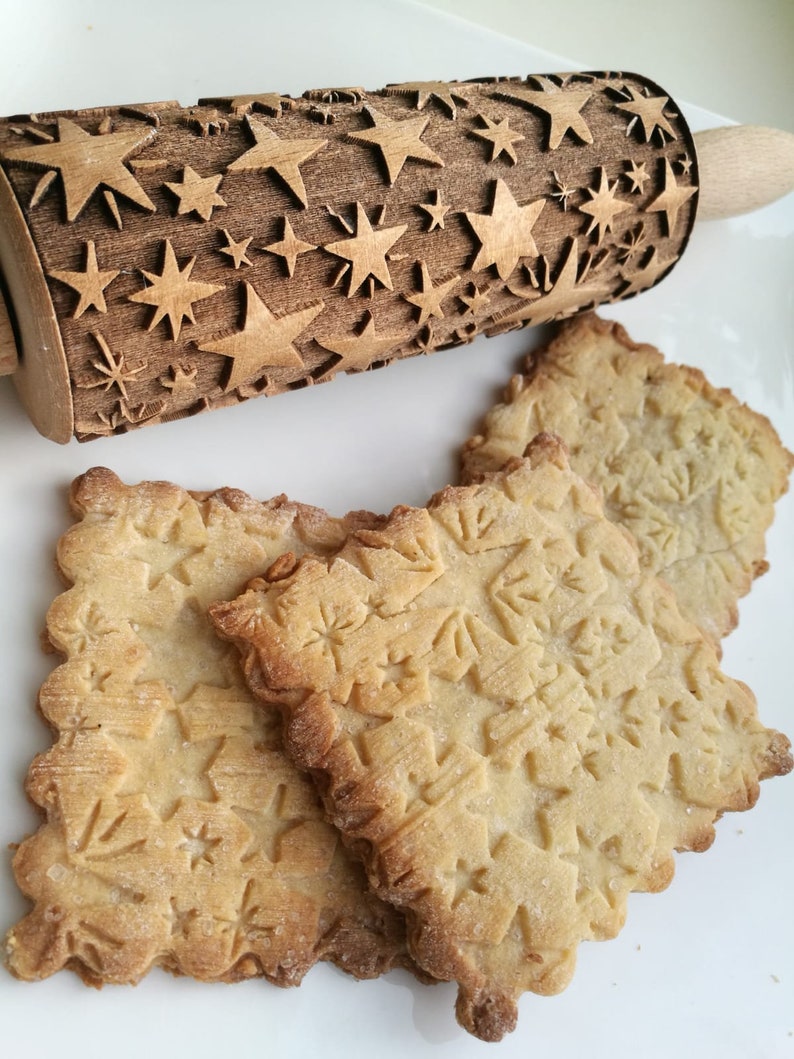 Stars German Embossed Rolling Engraved Rolling Pin Carved - Etsy