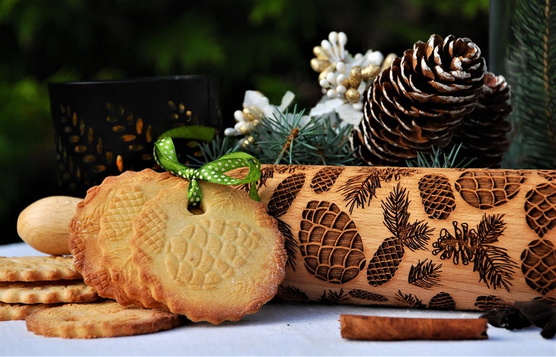 Cedar Cones Embossed Rolling Pin Pine Cone Engraved Rolling - Etsy
