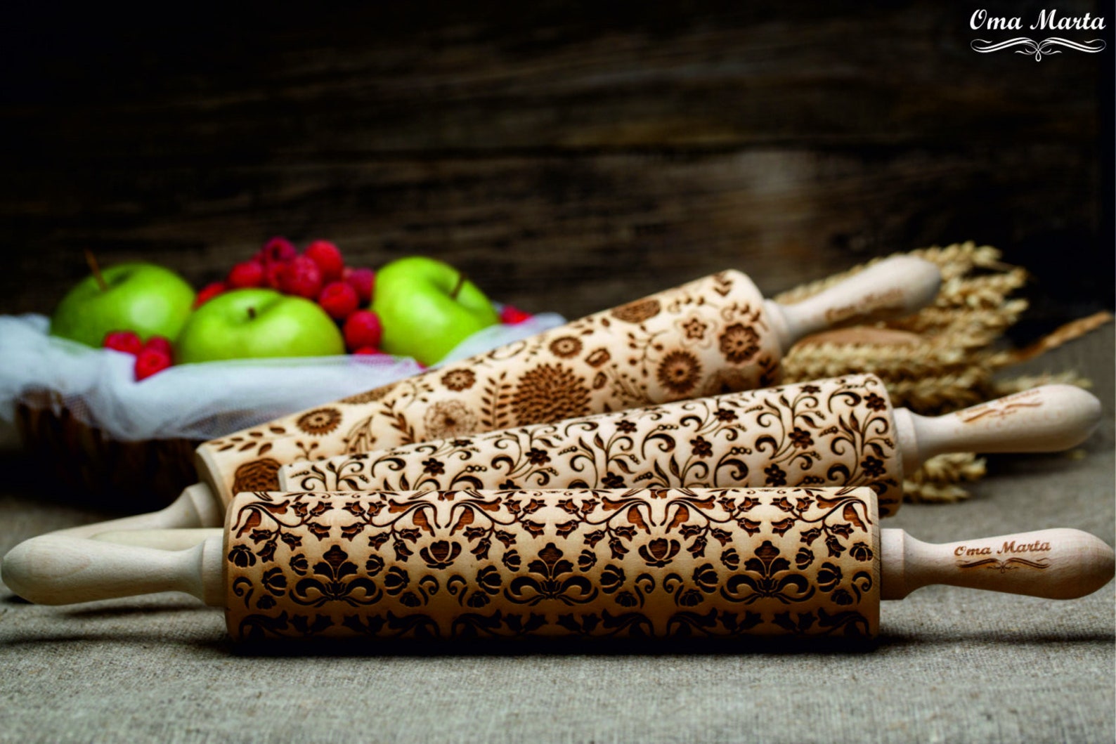 Embossed Rolling Pin Set of ANY 3 Pcs Big Rolling Pins Springerle ...