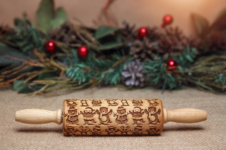 Snowman Engraved Rolling Pin Santa Embossed Rolling Pin Christmas ...