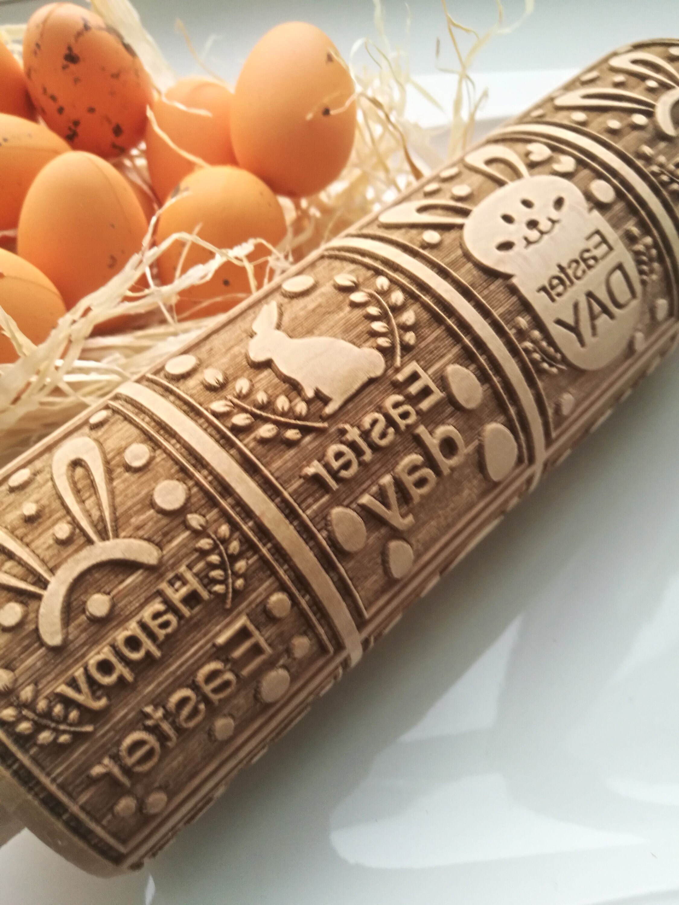 Happy Easter Engraved Rolling Pin Easter Bunny Embossed Dough - Etsy