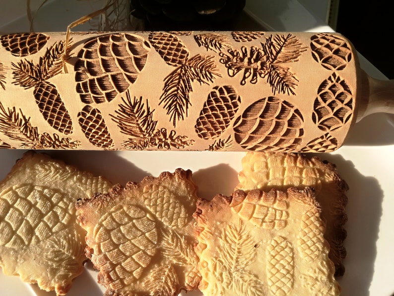 Cedar Cones Embossed Rolling Pin Pine Cone Engraved Rolling - Etsy
