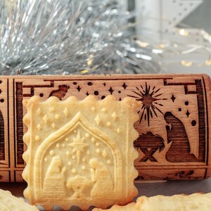 Happy Christmas Nativity Embossing Rolling Pin CHRISTMAS Cookies ...
