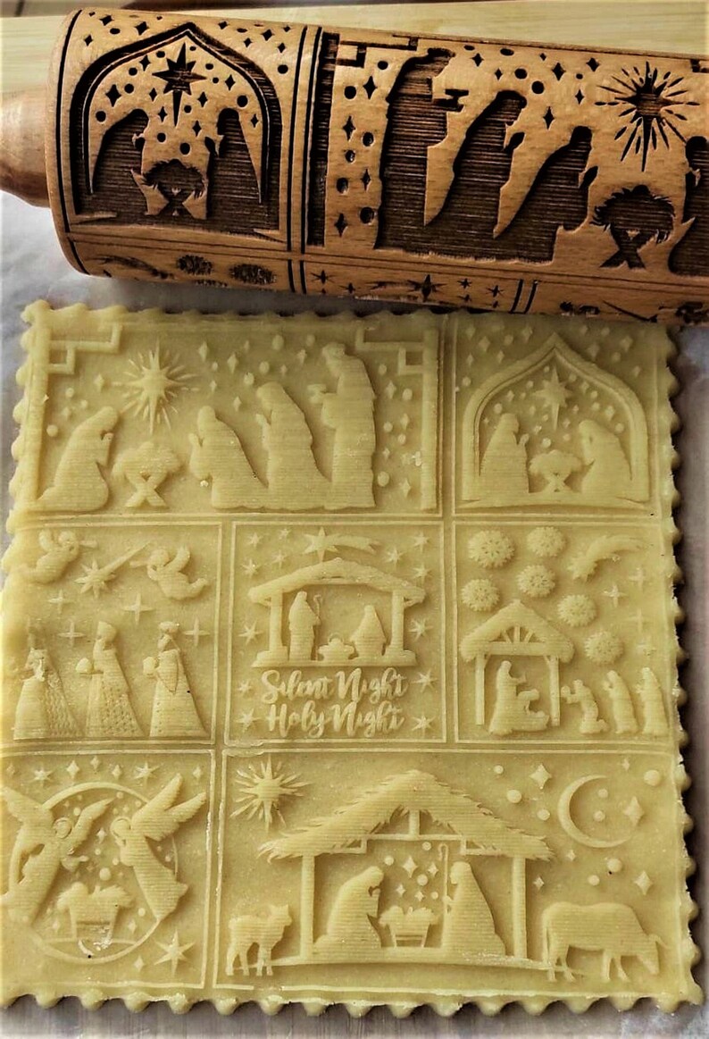 Happy Christmas Nativity Embossing Rolling Pin CHRISTMAS Cookies ...