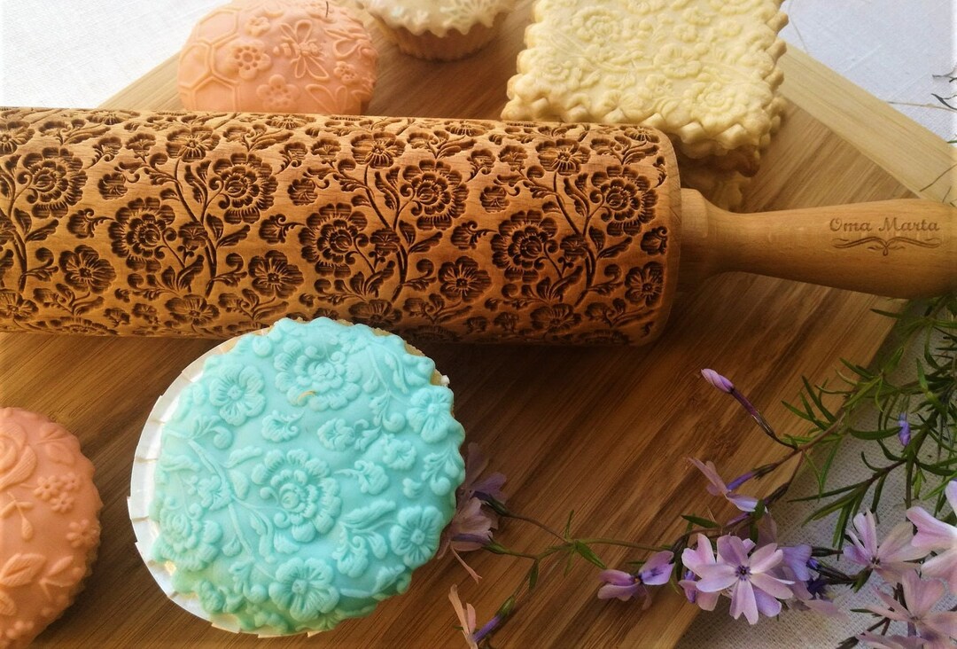 Spring Peonies Pattern Mothers Day Gift Mom GIFT Embossed Rolling Pin ...