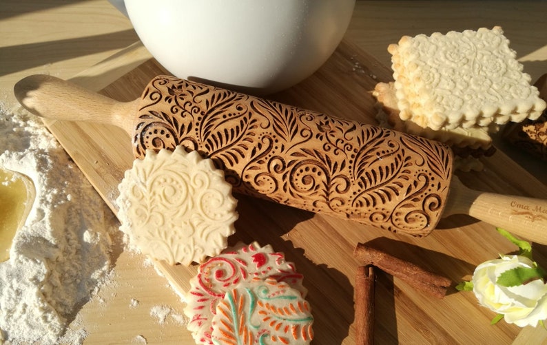 Tulips Paisley Embossed Rolling Pin Springerle Mold Embossed - Etsy