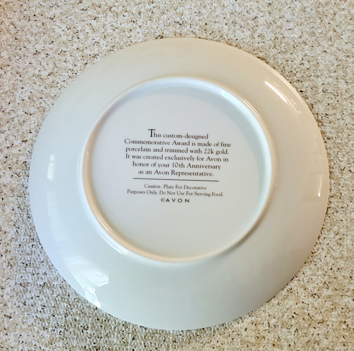 Avon Vintage Anniversary Plate, Avon Repersentative 10th Anniversary ...