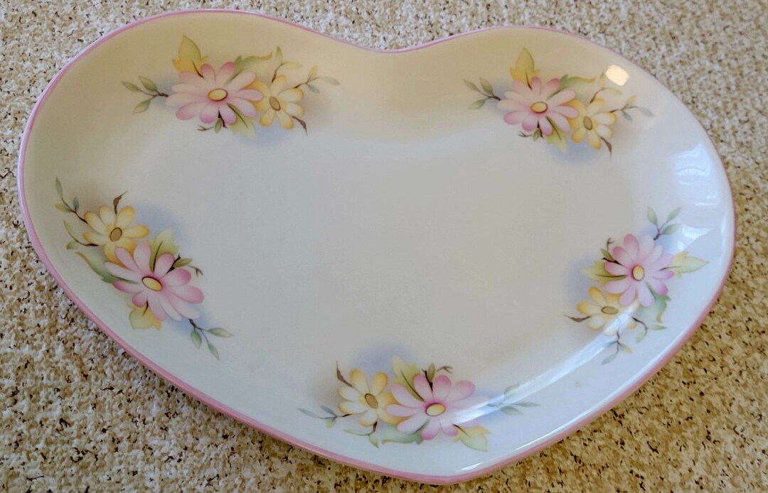 Vintage Floral Heart Shape Dish, Fine Bone China Heart Floral Dish - Etsy
