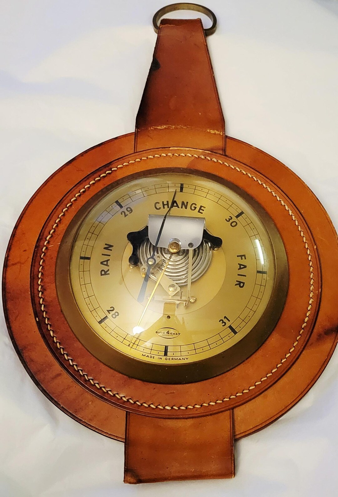 Vintage Sure 4 Cast Barometer and Weather Forecaster With Leather ...