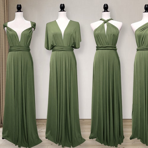 Dark Olive Green Bridesmaid Dress Infinity Dress Convertible Etsy