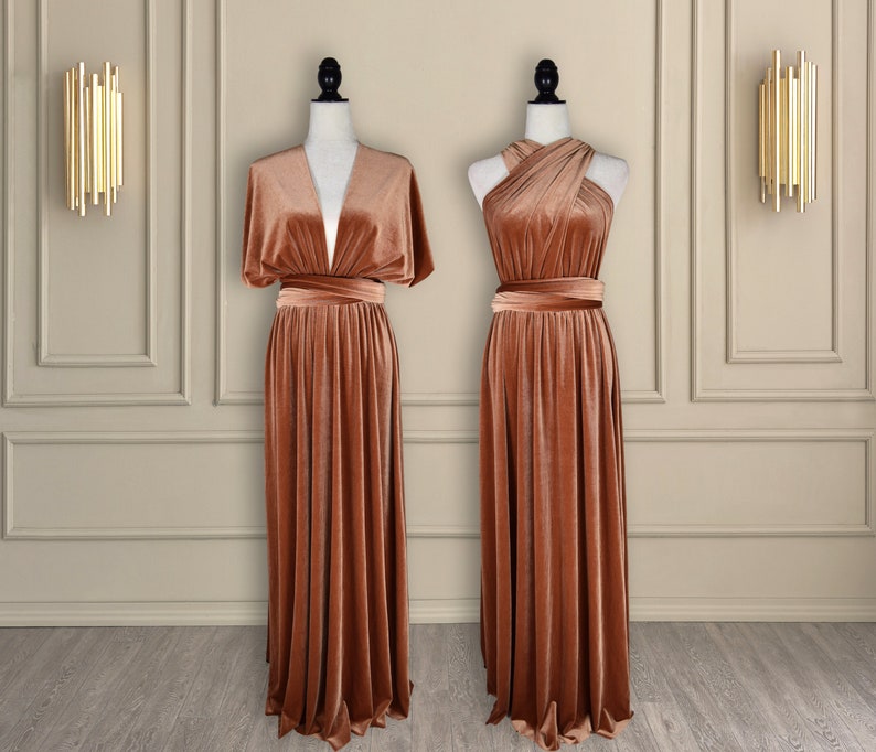 Copper Velvet Dress Copper Velvet Bridesmaid Dress Velvet - Etsy