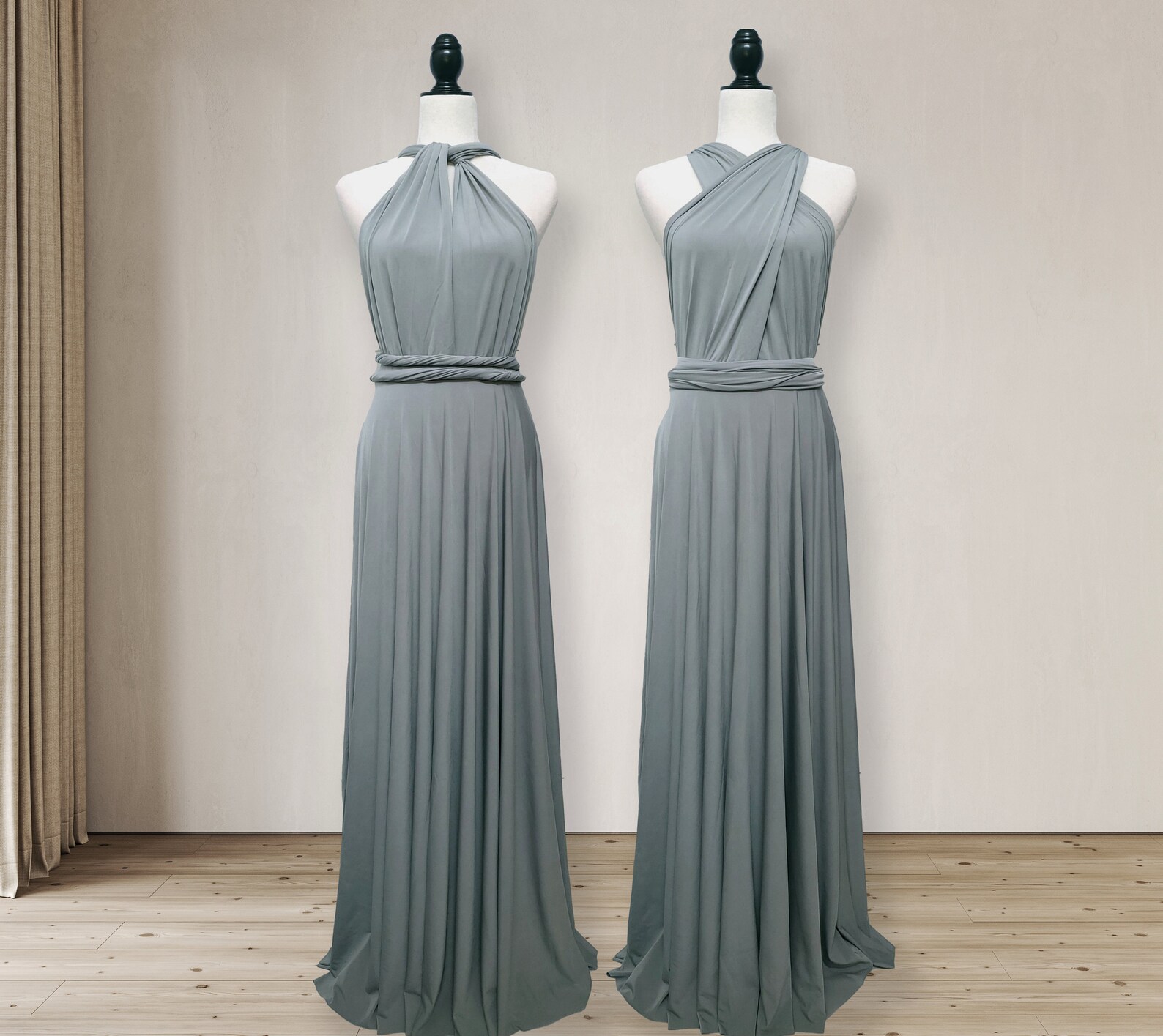 Silver Grey Bridesmaid Dress Light Grey Infinity Dress, Convertible ...