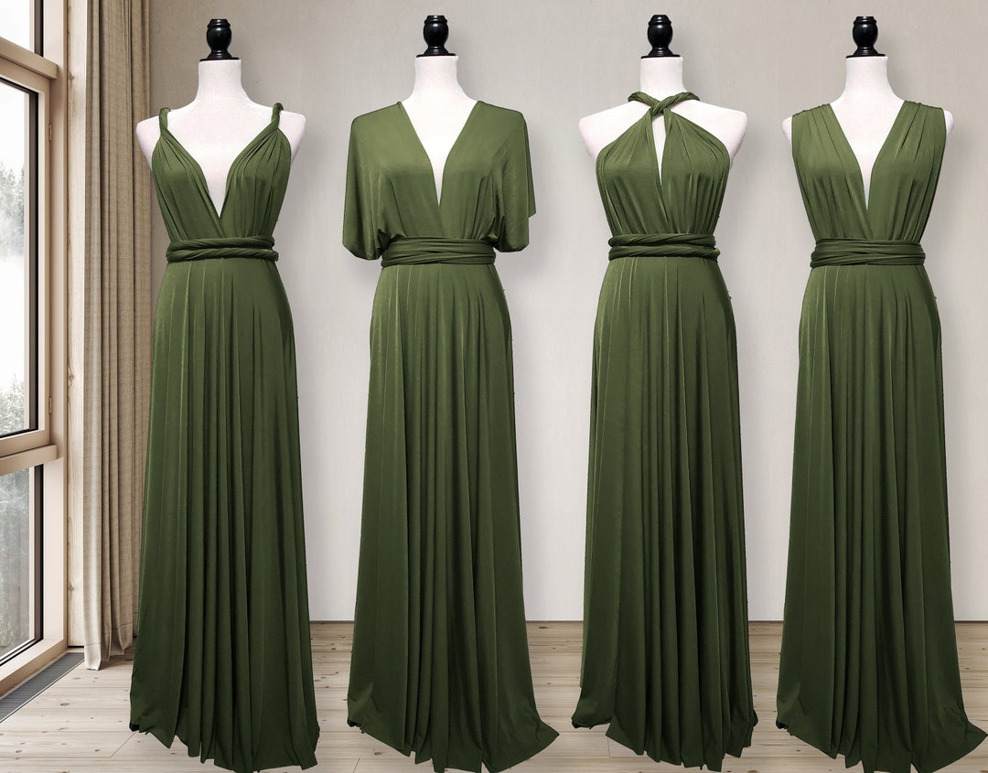 Dark Olive Green Bridesmaid Dress Infinity Dress Convertible Dress Wrap ...