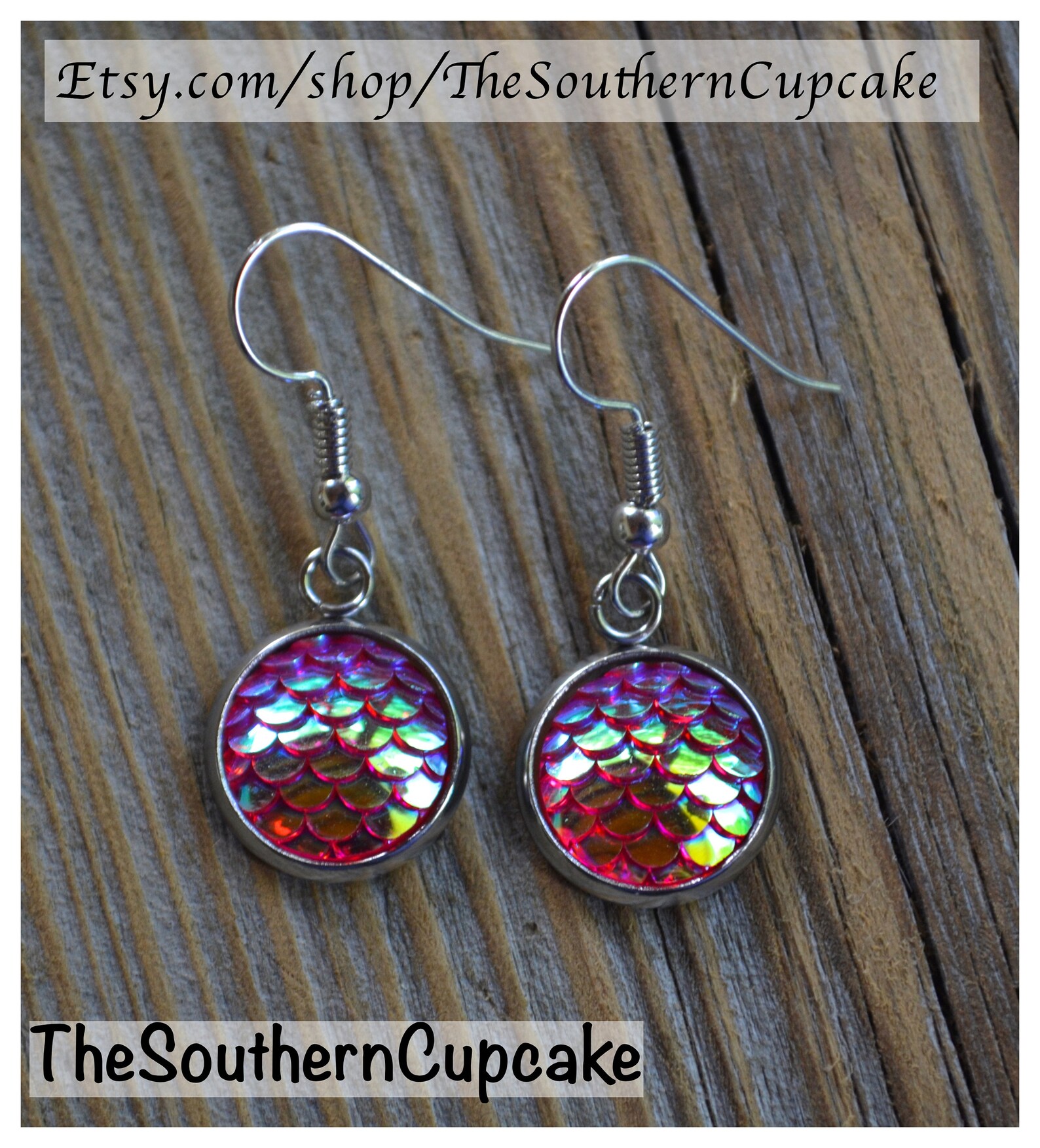Pink Fish or Mermaid Scale Earring, Ocean, Sea, Water, Fishing, Summer ...