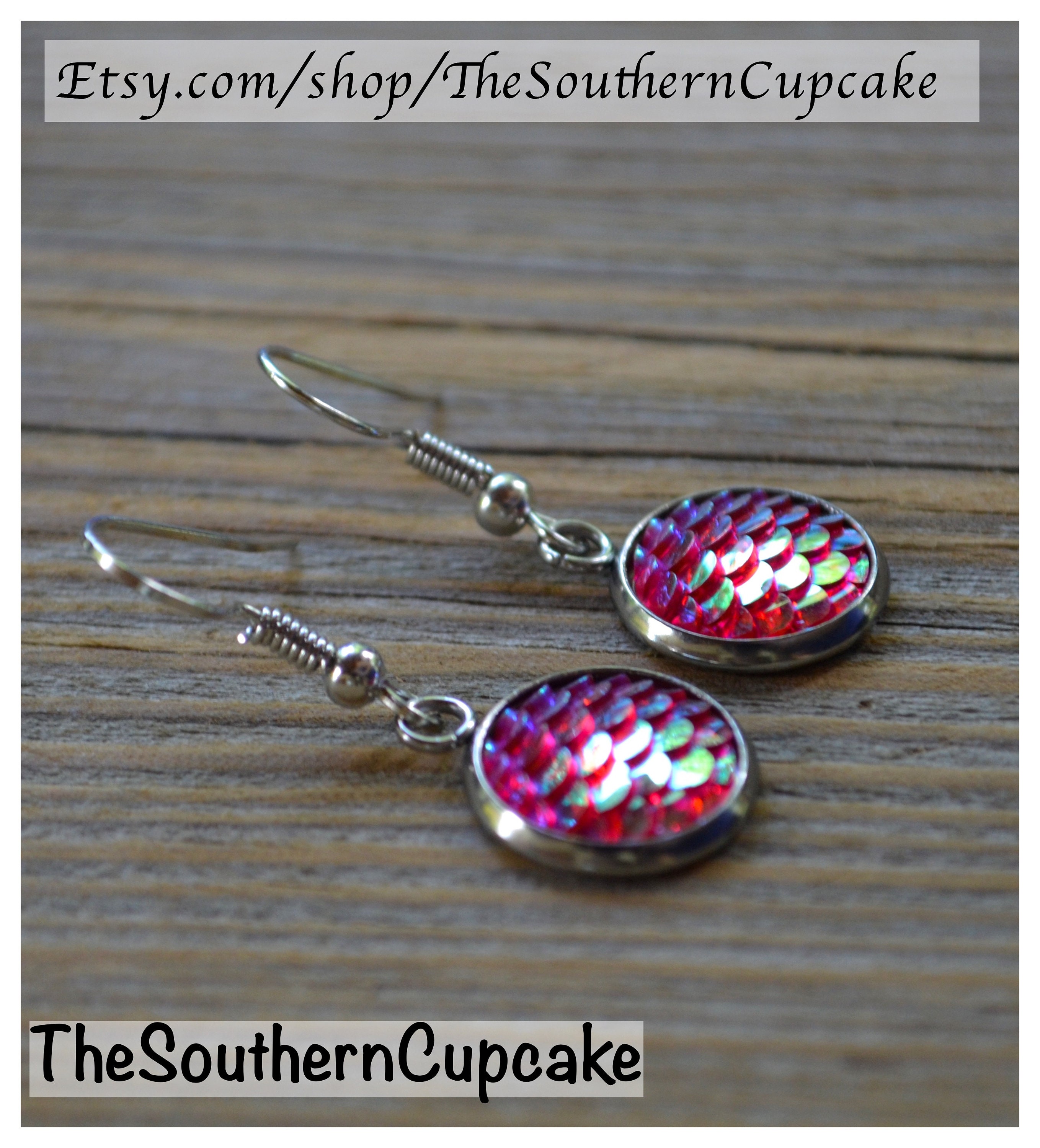 Pink Fish or Mermaid Scale Earring, Ocean, Sea, Water, Fishing, Summer ...