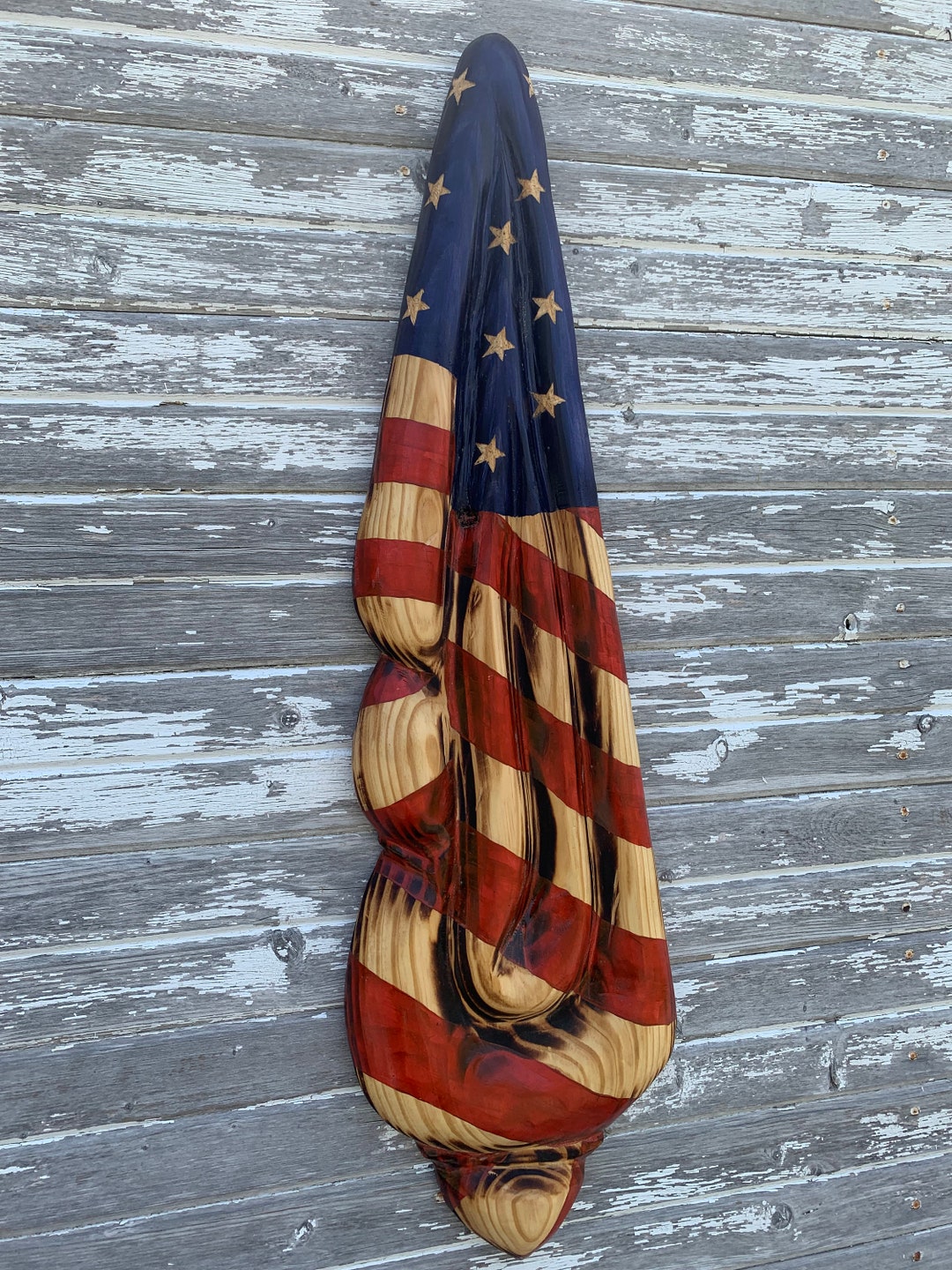 Hand Carved Draped American Flag - Etsy