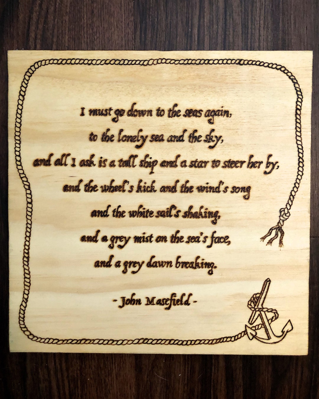 Ocean Poem Woodburning, Pyrography Sea Poem, John Masefield I Must Go ...