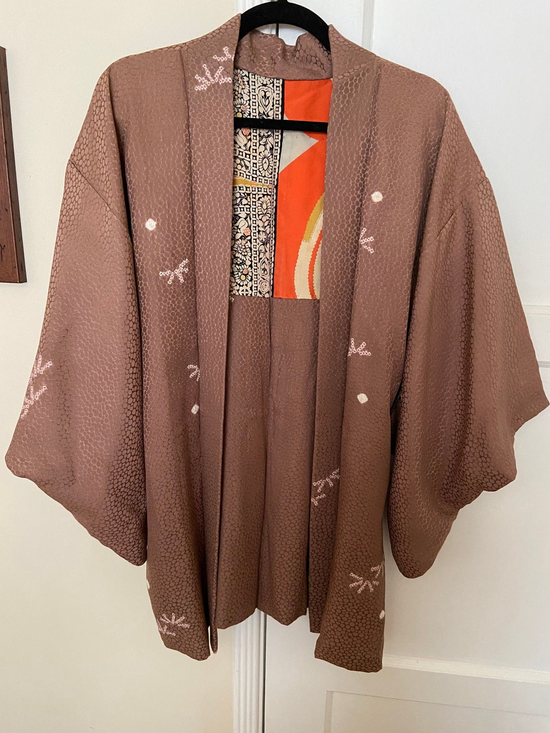 Vintage Silk Damask Haori Kimono Jacket Size S/M Toffee - Etsy