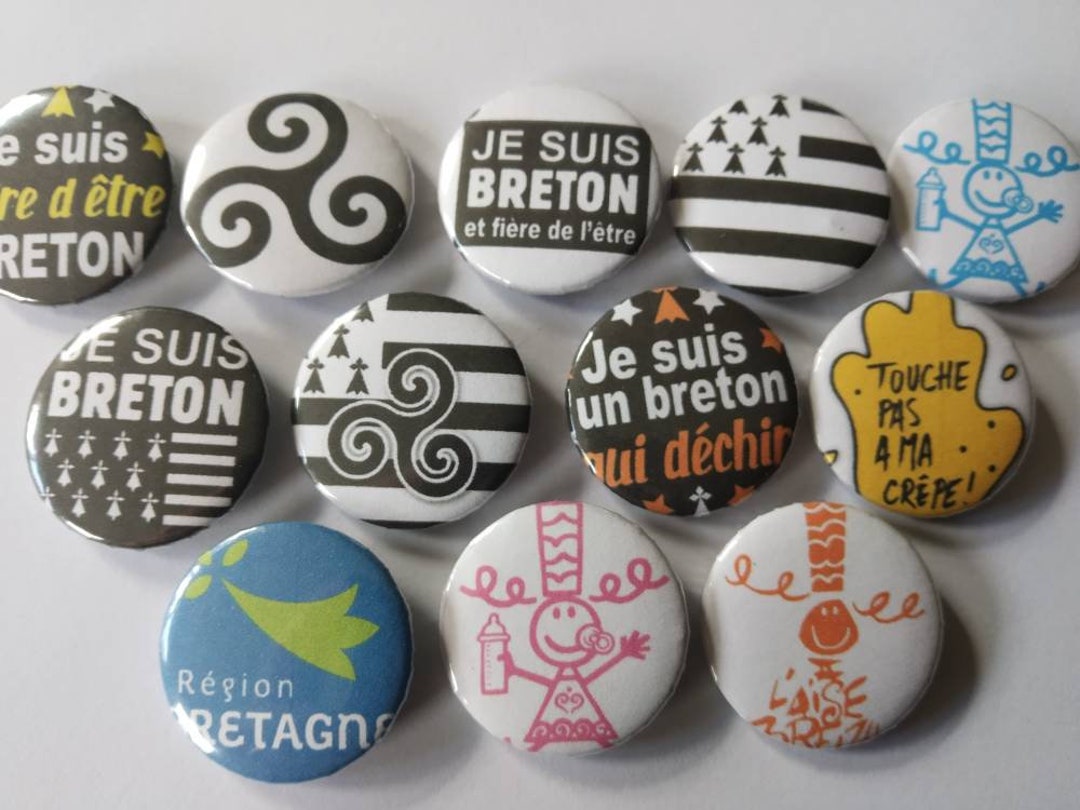 Set of 3 Brittany Badges Proud to Be Breton, Triskel, Cetle Symbol ...