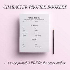Character Profile 4-page Planner Printable Binder Insert for Authors ...