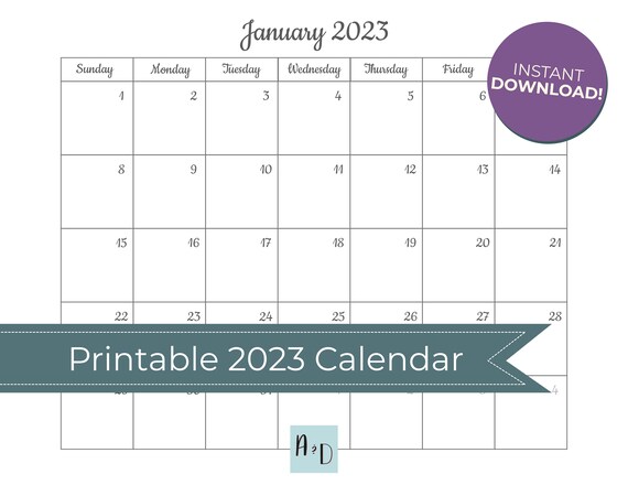 Printable 2023 Monthly Calendar Pack January to December - Etsy