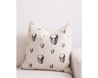 Black and White Skulls Fully Washable Complete Pillow Designed by Jo ...
